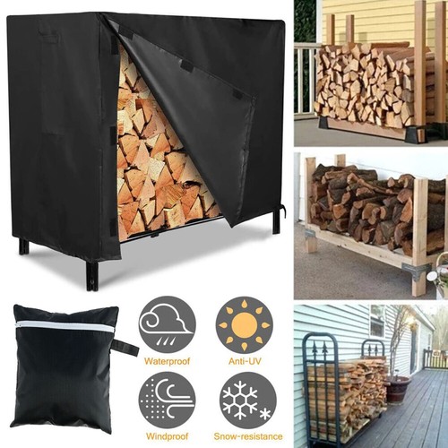 Outdoor Firewood Log Storage Rack Cover 420D Oxford PVC Waterproof Rain ...