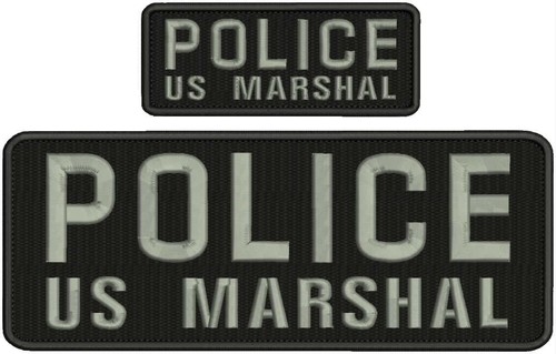 POLICE Us Marshal Embroidery Patches 4x10 and 2x5 hook grey lettering ...