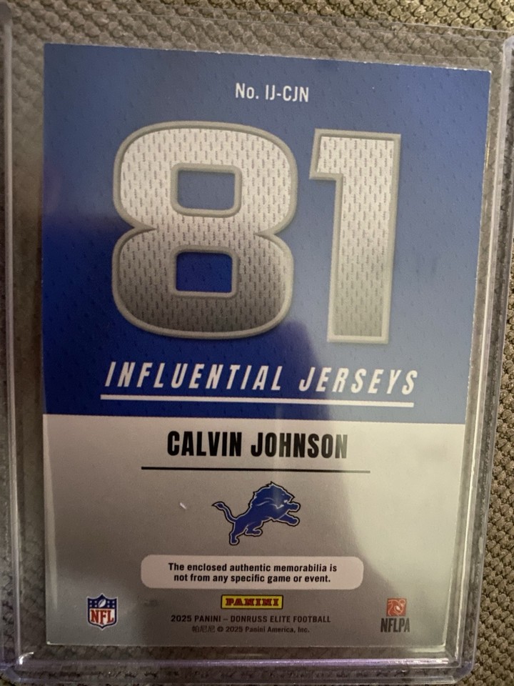 Calvin Johnson 2025 Panini Donruss Elite Influential Jerseys Patch SP ...