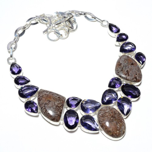 Natural Coffee Bean Jasper, Iolite Gemstone 925 Sterling Silver Necklace 17.99" | eBay