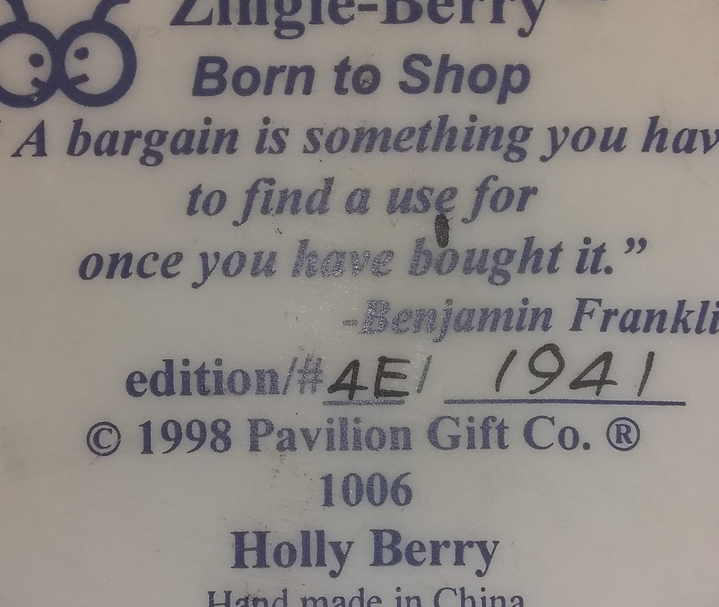 Zingle-Berry "Born To Shop" Resin Figurine | eBay