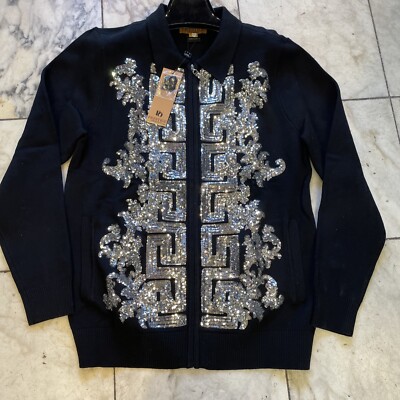 NWT PRESTIGE MENS MULTI COLOR SWEATER GREEK KEY DESIGN FULL ZIPPER 2XL ...