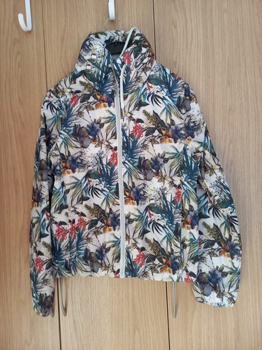 Ladies Lightweight Lined Cream/flowered Jacket Hood In The Collar Size ...