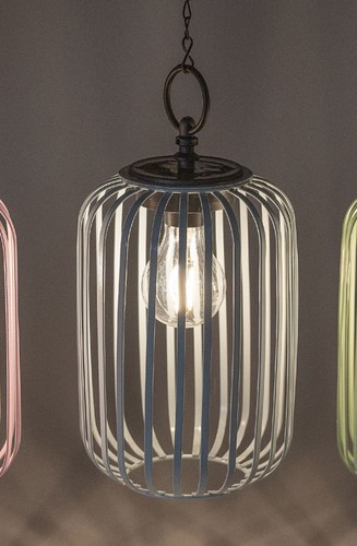 Solar Laterne zum aufhängen Wili Stäbe rund hellblau H. 23cm Metall ...