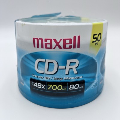 MAXELL CD-R RECORDABLE DISC 700 MB 80 MIN 48x 50 PK SPINDLE NEW SEALED ...