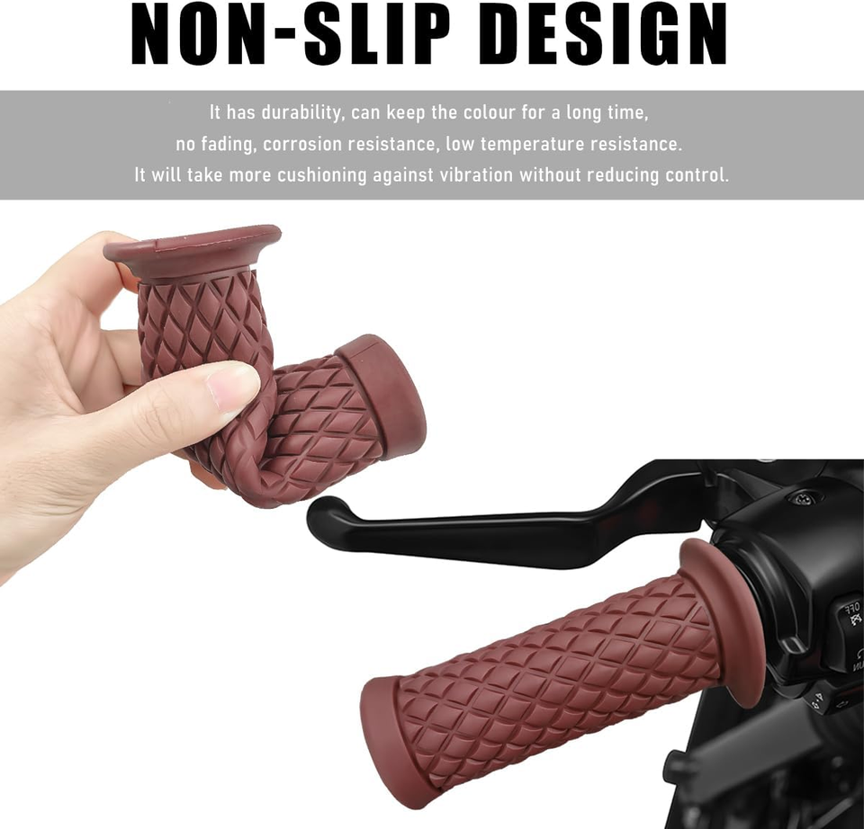 Brown Motorcycle Hand Grips, 7.8" Anti-Slip Soft Comfortable Vintage ...