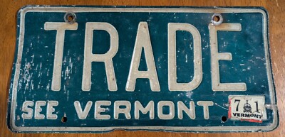 Vintage 1971 Vermont "TRADE" Vanity License Plate VT SEE Vermont | eBay
