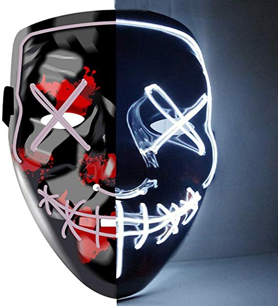 Halloween Clubbing Light Up LED Mask Costume Rave Cosplay Party Purge 3 ...