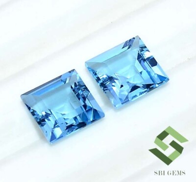5x5 mm Certified Natural Sky Blue Topaz Square Cut Pair 1.39 CTS Loose ...