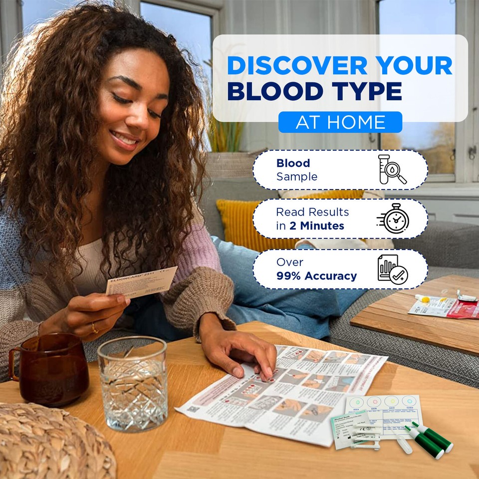 Blood Type Test Kit Home Blood Group Testing Kit A, B, O Rhesus D ...