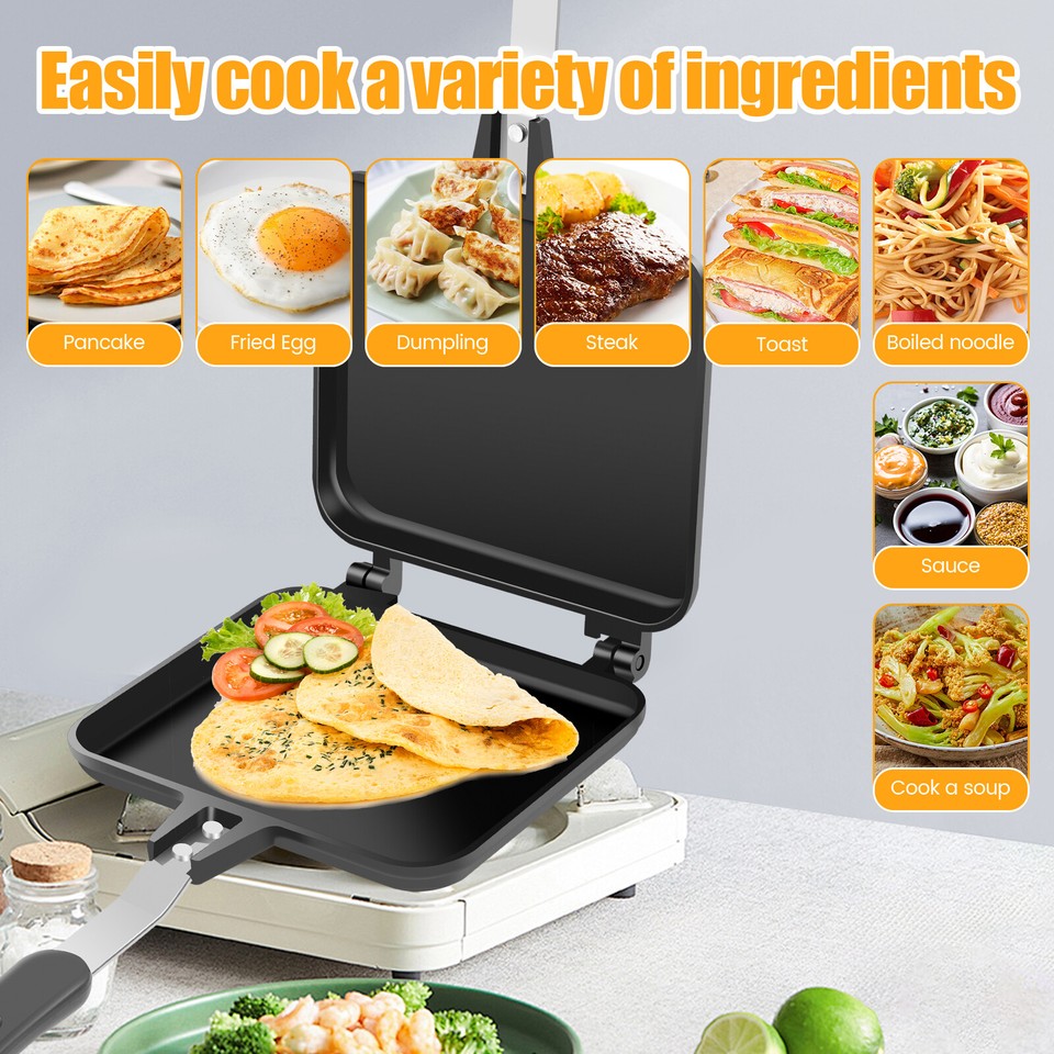 Double Sided Frying Pan Sandwich Maker Pan Non-Stick Sandwich Grill Pan ...