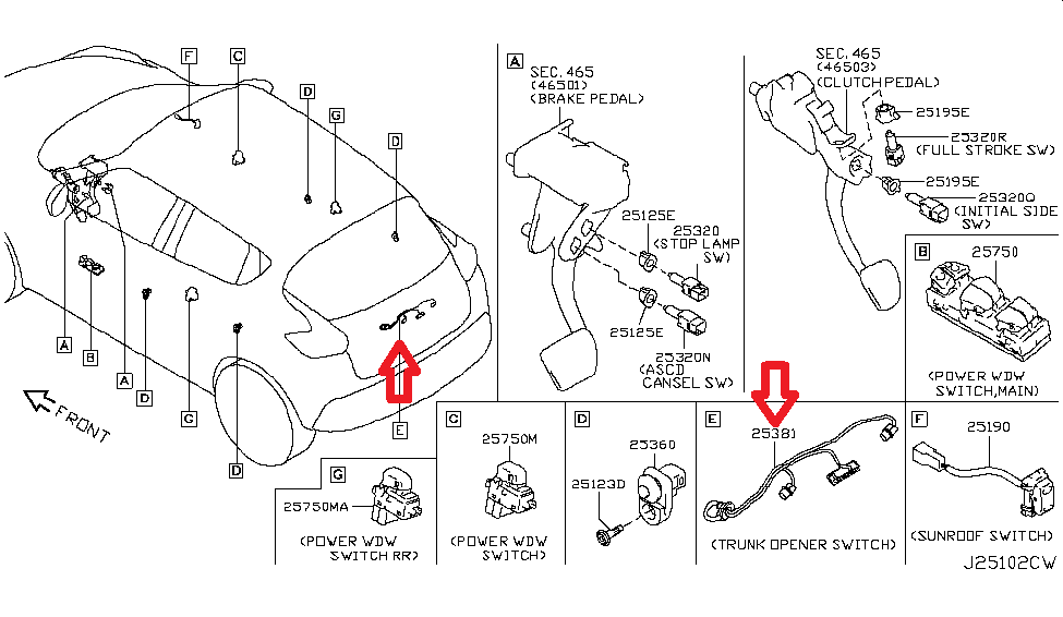 FITS: 11 - 15 NISSAN JUKE TRUNK LID OPENER TAILGATE RELEASE SWITCH NEW ...