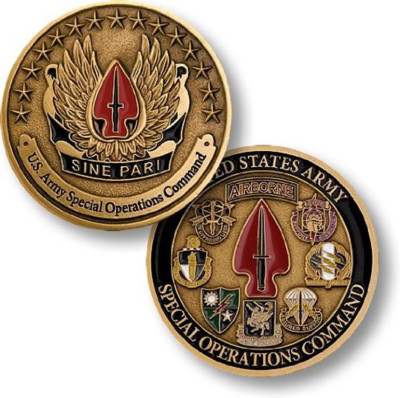 NEW U.S. Army Special Operations Command Sine Pari Challenge Coin. | eBay