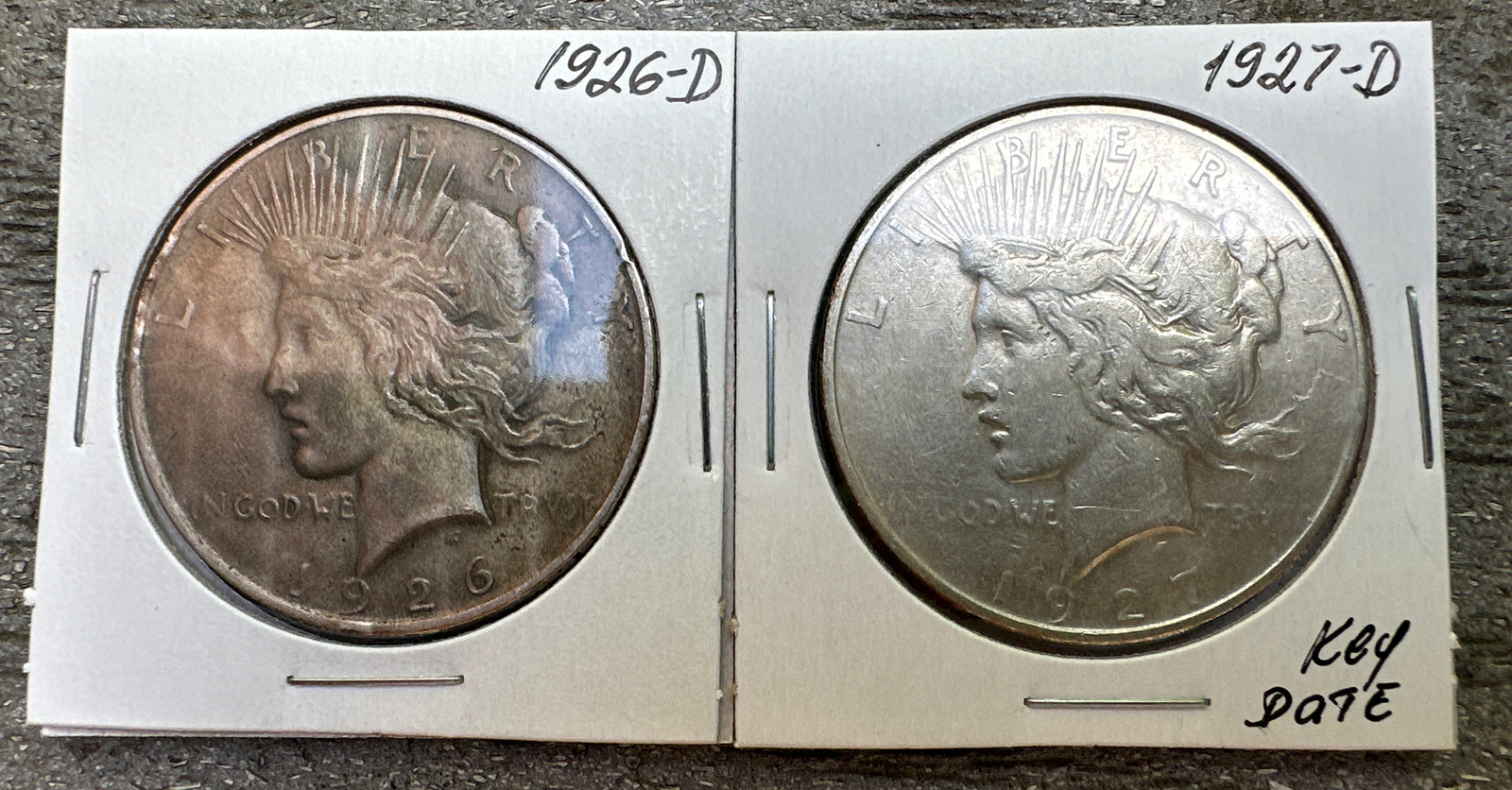 1927D & 1926D Peace Silver Dollar Semi Key Date / Rare U.S. Coin #1203 ...