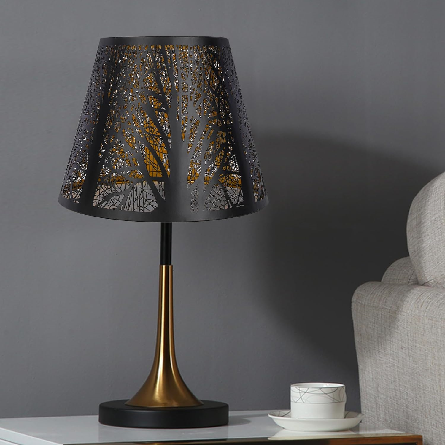 Small Lamp Shade, ALUCSET Barrel Metal Lampshade with Pattern of Trees ...