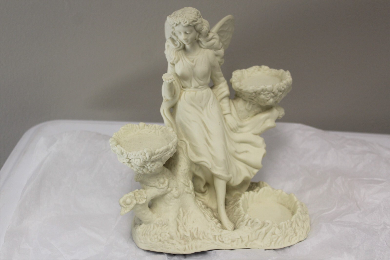 Partylite Angel Fairy Ariana's Garden 3 Tea-light Ceramic Candle Holder ...