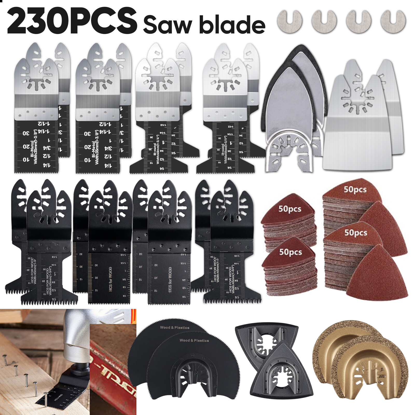 230Pcs Multitool Saw Blade Tool Cut Cutter Set For Dewalt Fein MAKITA ...