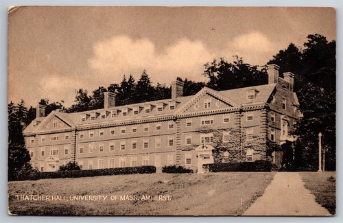 Thatcher Hall University Of Mass Amherst MA C1940s Postcard AB21 | eBay