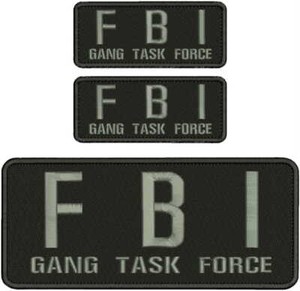 FBI GANG TASK FORCE Embroidery patches 4x102x5 hook on back blk/gray | eBay