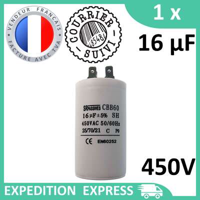 Capacitor Engine 16µF 16uF 450V To Thimbles CBB60 Mksp start-up ...