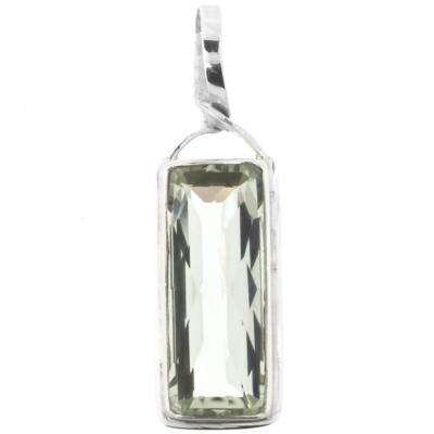 925 Silver Checkerboard Prasiolite Green Amethyst Sterling Drop Pendant ...