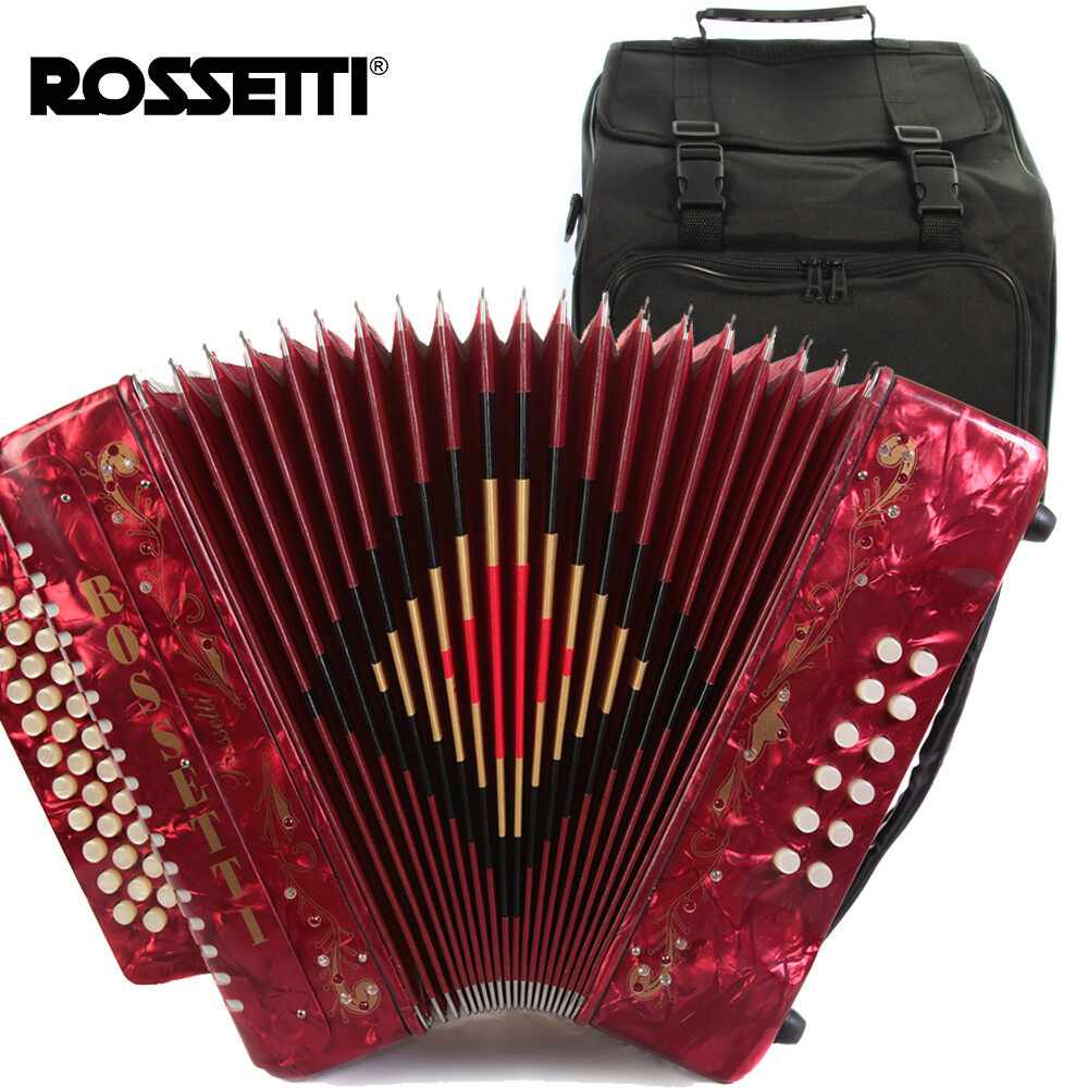 Rossetti 3112 GCF Sol 31 Button 12 Bass Diatonic Accordion RED + Padded ...