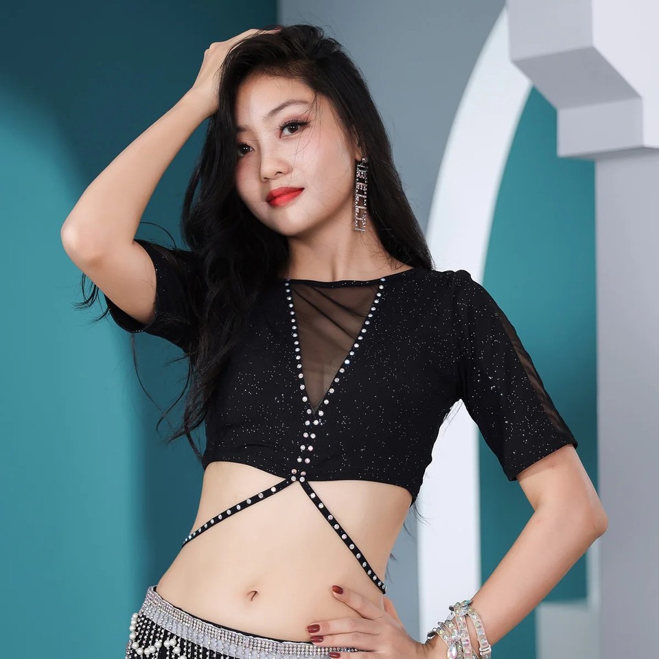 Belly Dance Summer Practice Outfit Fish Tail Skirt Set Water Gauze ...