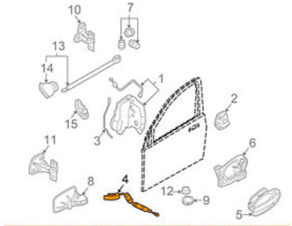 BMW 7 E65 Rear Left Interior Door Handle Cable 51227024645 Genuine for ...