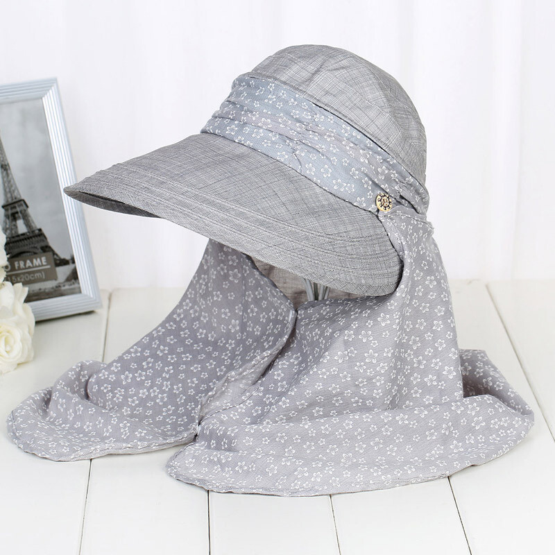 Women Summer Sun Caps Shade Hat Removable Sun Visor Cap Neck Face Head ...