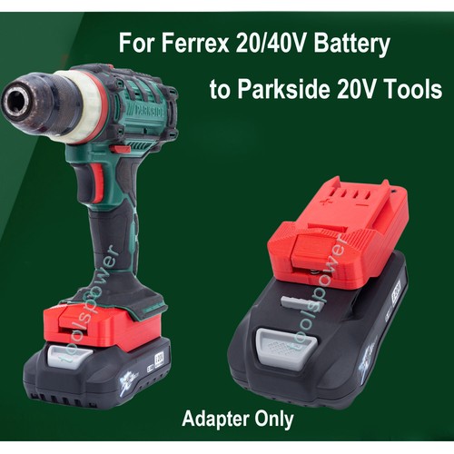 For Ferrex 20V Li-ion Battery Adapter Convert to Parkside x20V Power ...