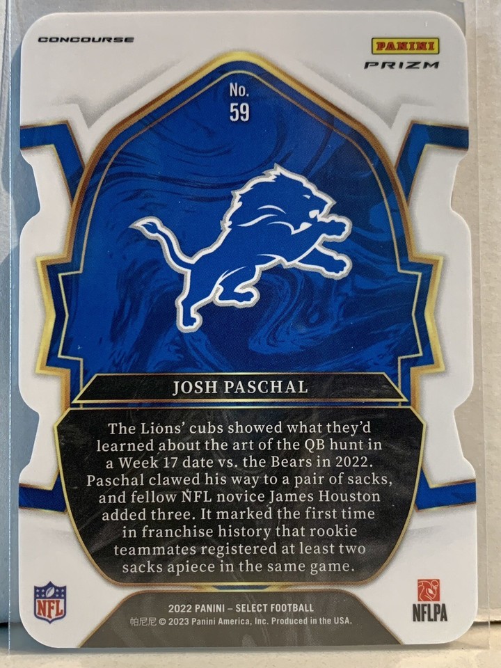 Josh Paschal 2022 Select Black & Green Prizm #59 Lions RC Rookie | eBay