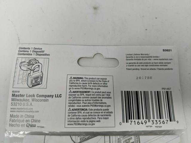 Master Lock S3821 Circuit Breaker Lockout Tie Bar for sale online | eBay