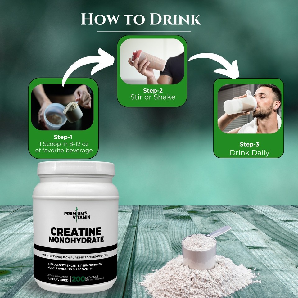 Creatine Monohydrate Powder Muscle gain Micronized 5g per serv 1000g ...