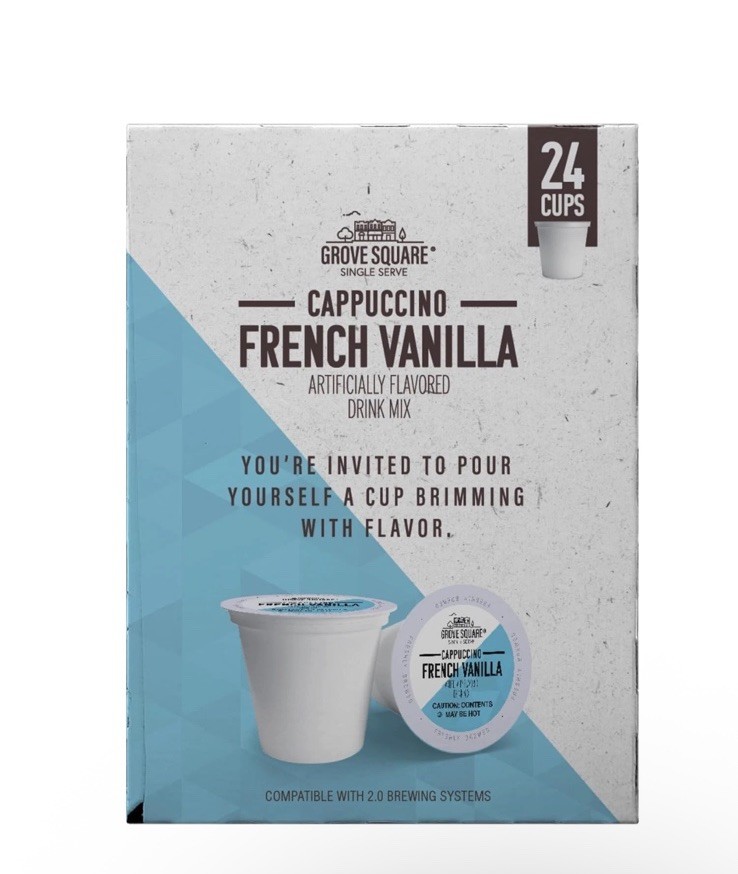 CAPPUCCINO FRENCH VANILLA Grove Square Single Serve Keurig K-Cups 24 ...
