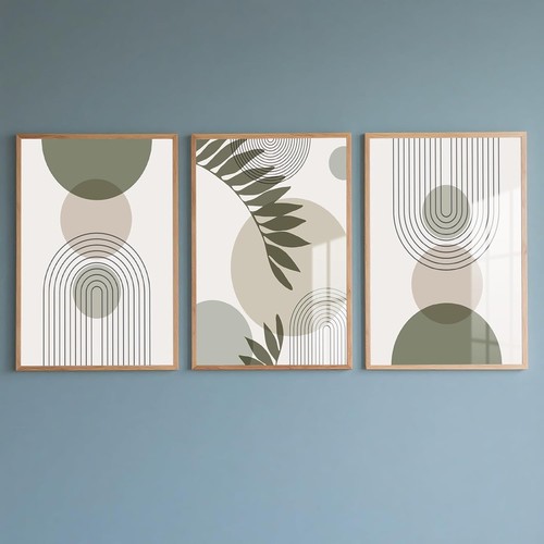 Sage Green Prints Set of 3 - Boho Pictures for Living Room and Bedroom ...