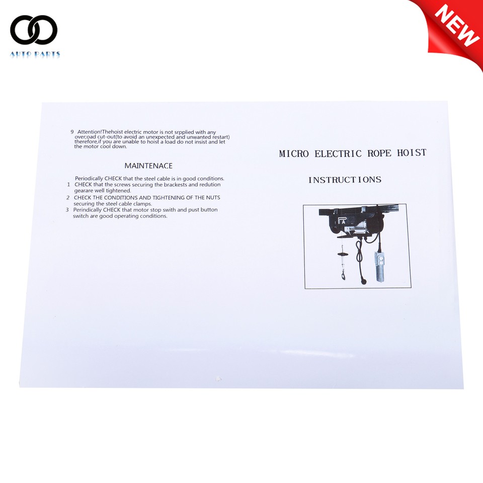 Mini 2200lbs Electric Hoist w/14ft Wired Remote Control, 110v 1600W | eBay