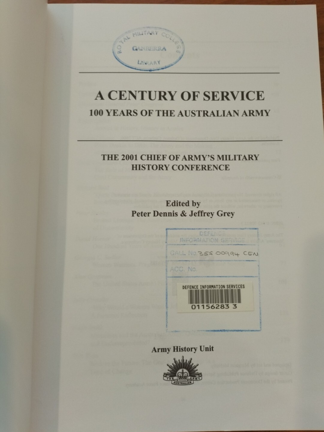 Century Of Service: 100 Years Australian Army Peter Dennis military ...