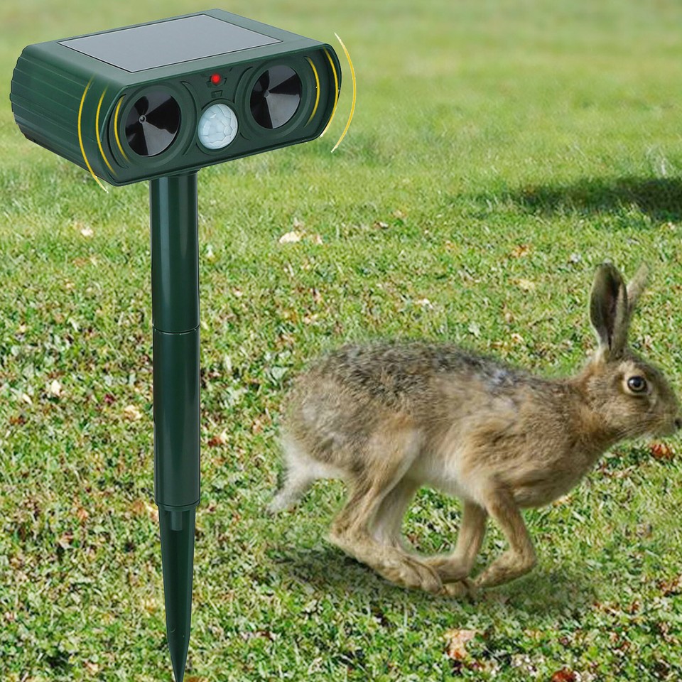 2 Pack Animal Repeller Ultrasonic Solar Powered Yard Pest Mice Raccoon ...