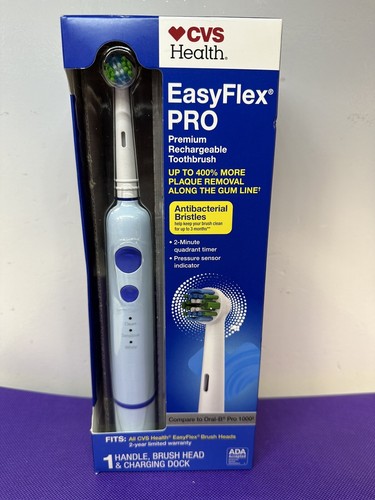 CVS Easy Flex Pro Premium Rechargeable Toothbrush Timer Antibacterial ...