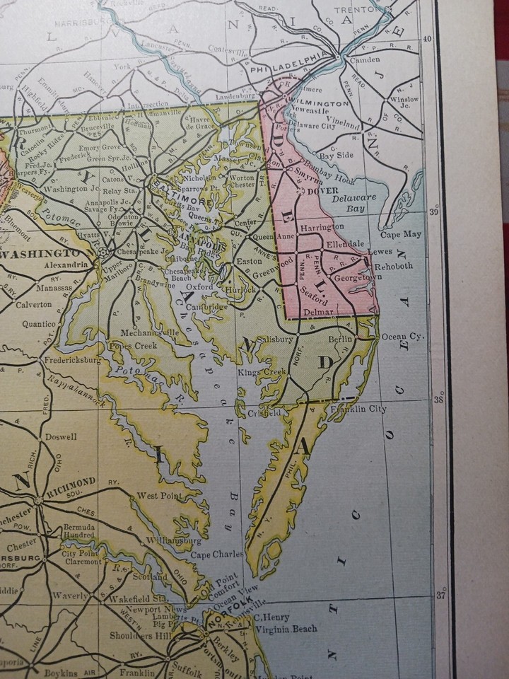 1906 Dated Train Route Map WEST VIRGINIA MARYLAND all Railroad Lines 11 ...