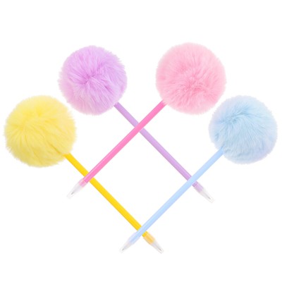 4pcs Pom Pom Pen Decorative Fluffy Ball Plush Pen Ballpoint Pen Novelty ...