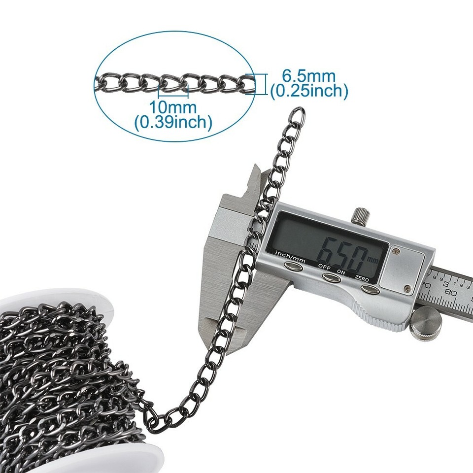 1 Roll 16.4Ft Aluminum Twist Curb Cross Chain Black Unwelded Link Chain ...