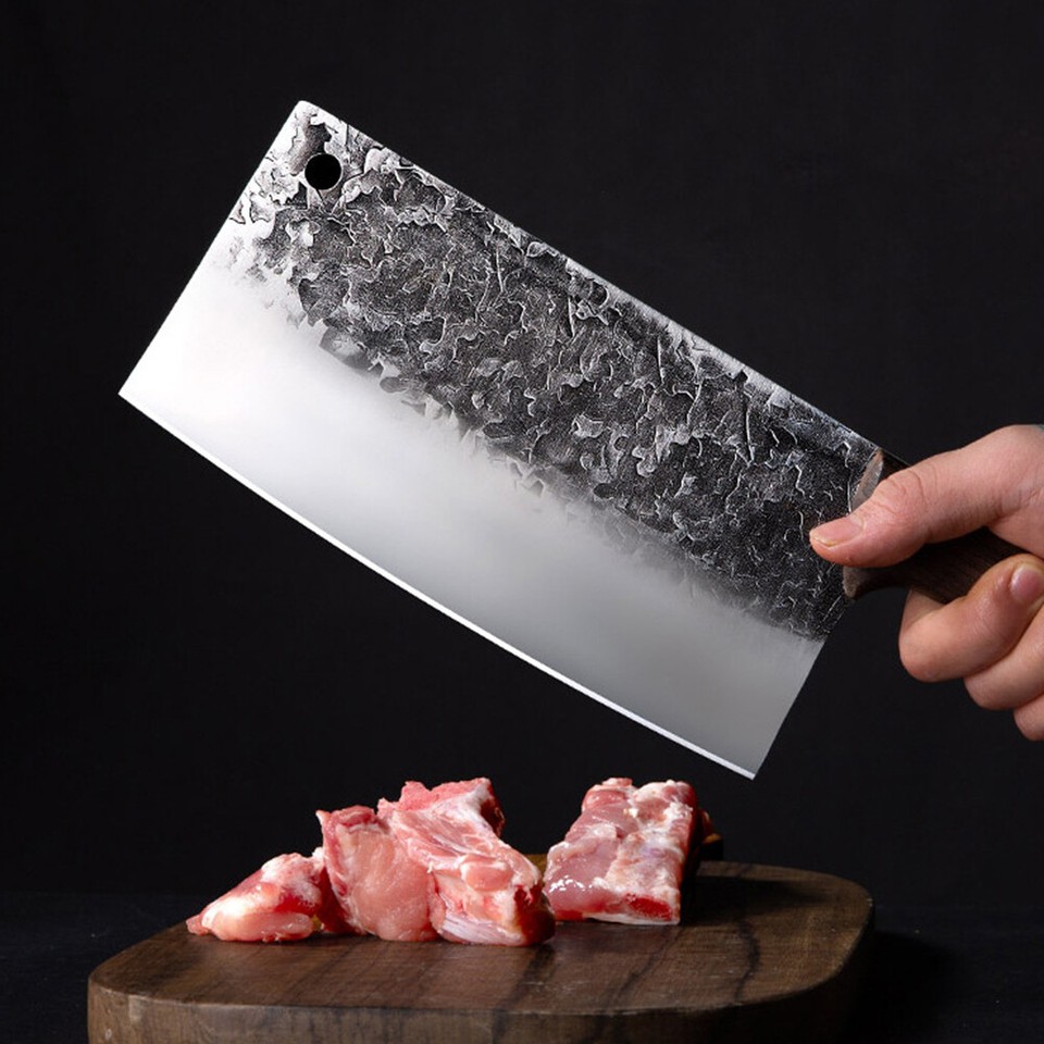 8" Hand Forged Kitchen Chef Knife Heavy Duty Butcher Chopping Cleaver ...