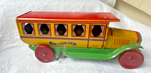 1920's Chein Tin Bus #419 Yellow Version RARE windup WORKS - near mint ...