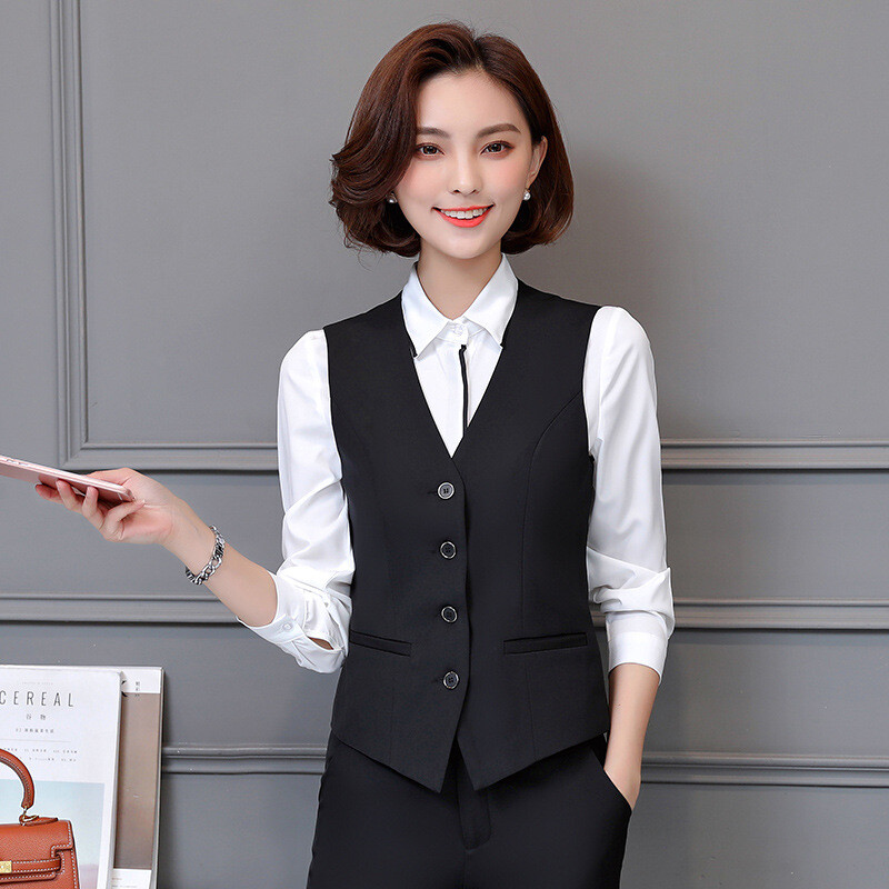 Women Formal Work Suits Vest Sleeveless Slim Fitted Solid Waistcoat ...