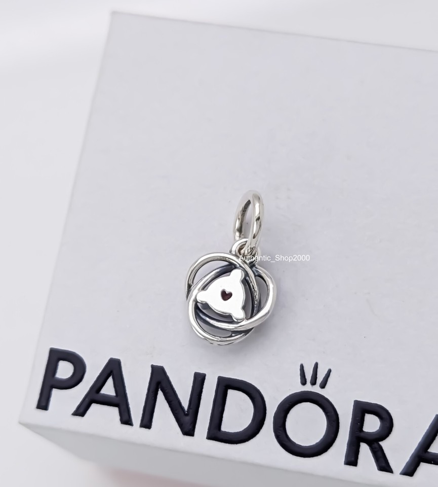 New PANDORA 925 Birthstone January Red Eternity Circle Dangle Charm ...
