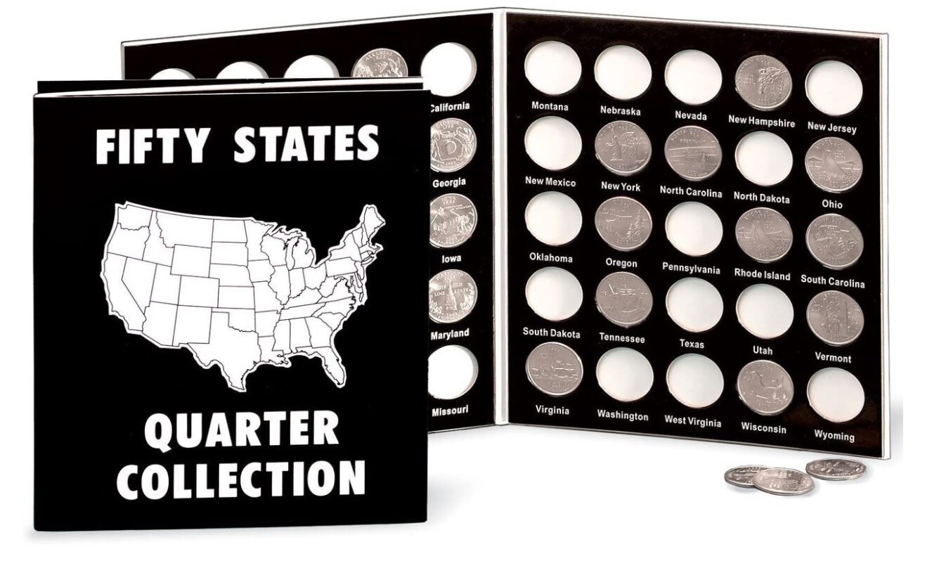 Commemorative State Quarters Black White Album, 50 States Coin Slot ...