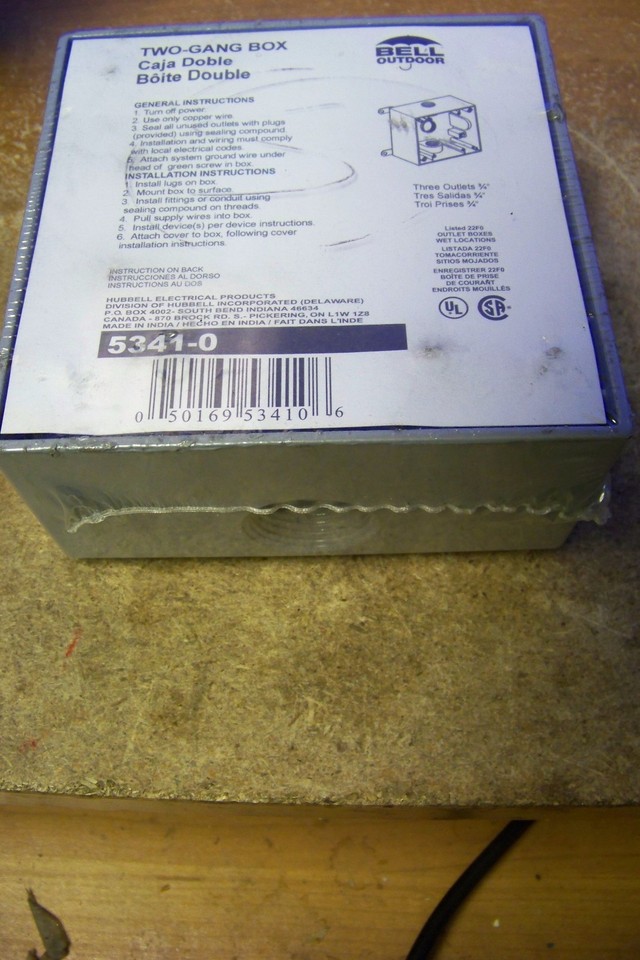 NEW Hubbell-Raco 5341-0 2-Gang 2" Deep, Weatherproof Outlet Box | eBay
