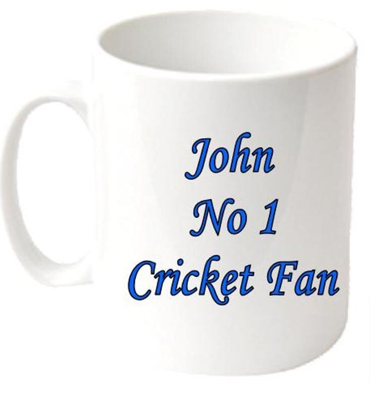 CRICKET FAN Personalised White Tea/Coffee Mug ~ Any Age Name Message ...