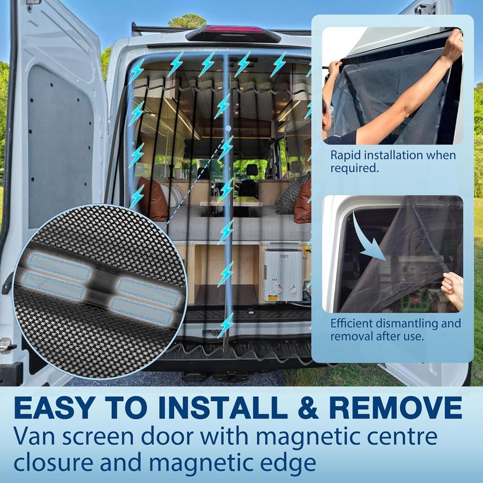 83''H x 59''W Magnetic Van Bug Screen Fit for Mercedes Sprinter, Ford ...